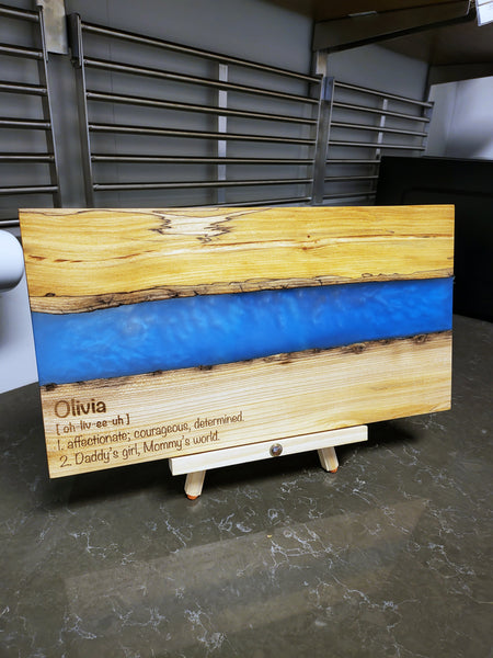 Epoxy Live-Edge River Board – Created For Me Laser Engraved Gifts & More